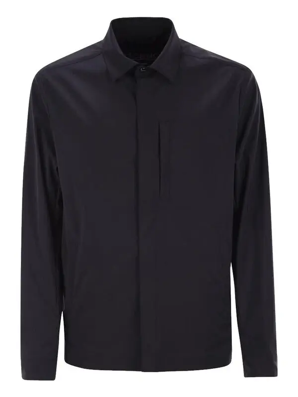 Herno Shirt-cut Jacket In Tech Wool - Blue