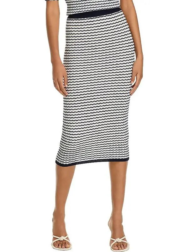 Essentiel Antwerp Wavy Striped Midi Skirt - Dark Sapphire