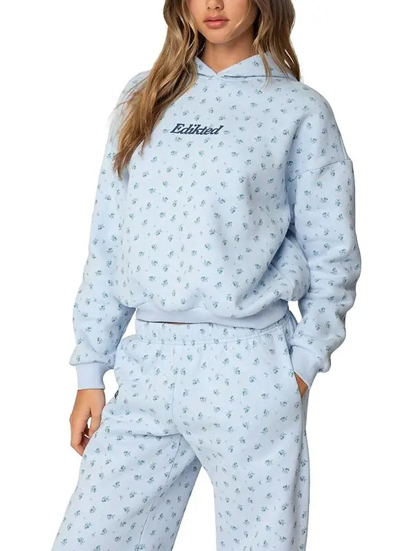 EDIKTED Flower Power Hoodie - Light Blue