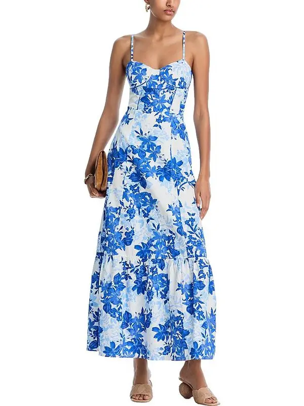 Aqua Corset Maxi Dress - Blue