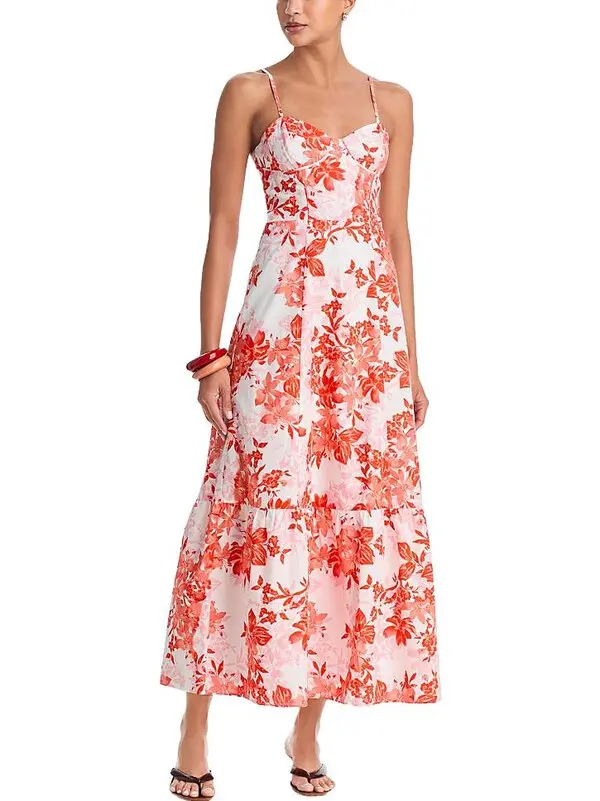 Aqua Corset Maxi Dress - Coral