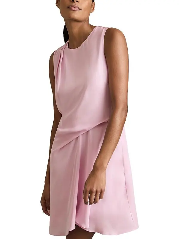 REISS Elina Short Drape Dress - Pale Pink