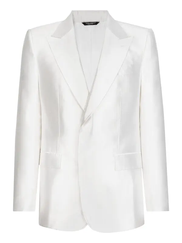 Dolce & Gabbana Single-breasted Silk Shantung Sicilia-fit Jacket - White