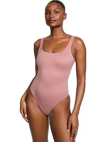 Victoria's Secret Bodywear Square-neck Tank Bodysuit - Pink