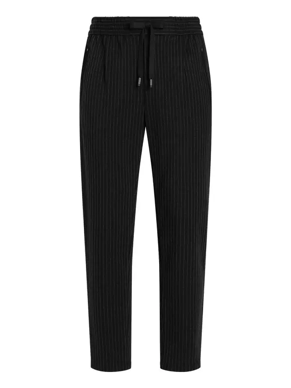 Dolce & Gabbana Pinstripe Jersey Jogging Pants With Dg Patch - Multicolor