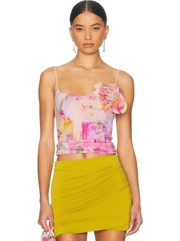 Blumarine Printed Tank Top - Pink & Vivid Rose