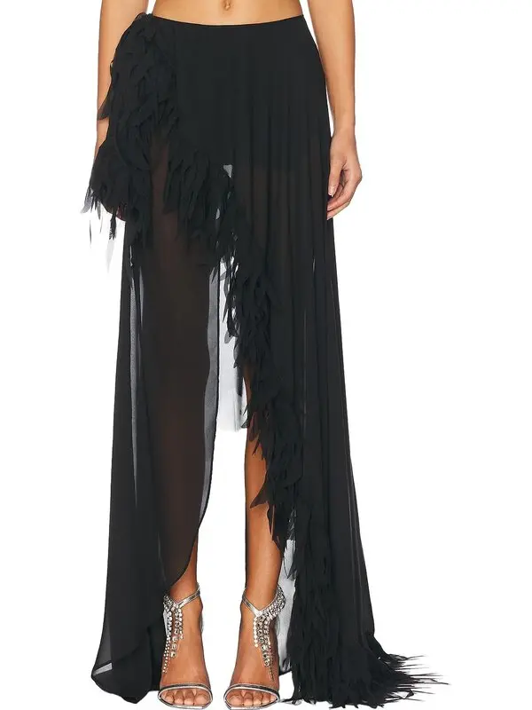 Blumarine Long Fringe Skirt - Black