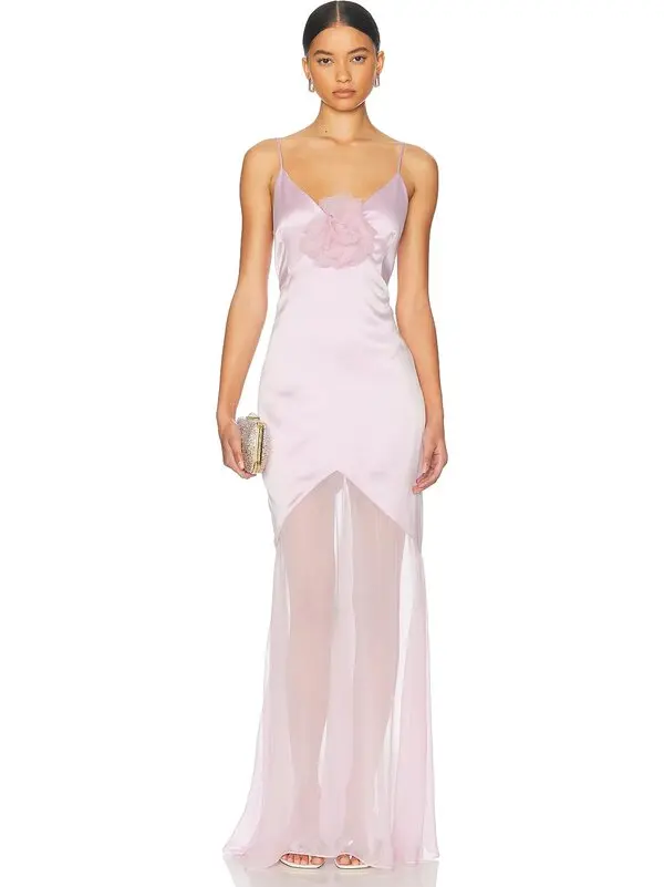 Alejandra Alonso Rojas Bias Gown With Flower - Pink