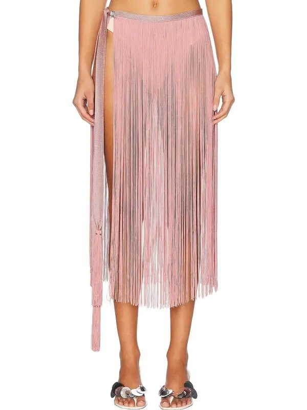 Blumarine Fringe Midi Skirt - Canyon Rose