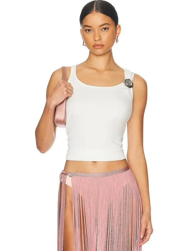 Blumarine Ribbed Tank Top - Ivory