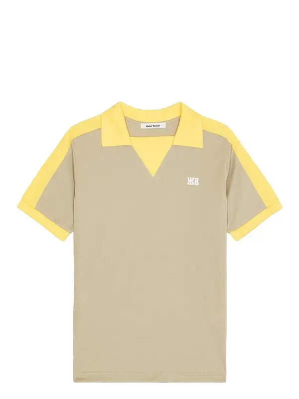 WALES BONNER Home Jersey Polo In Beige - Beige & Yellow