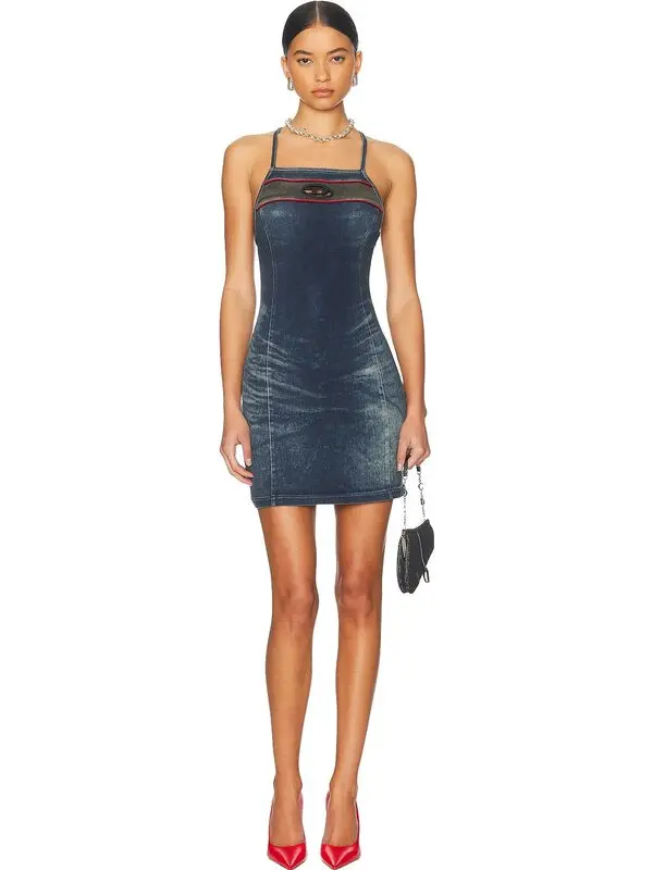 DIESEL Halter Neck Mini Dress - Dark Blue