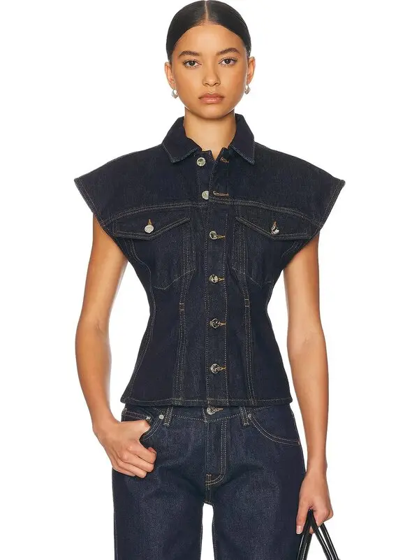 FRAME Nipped Denim Vest - Rinse