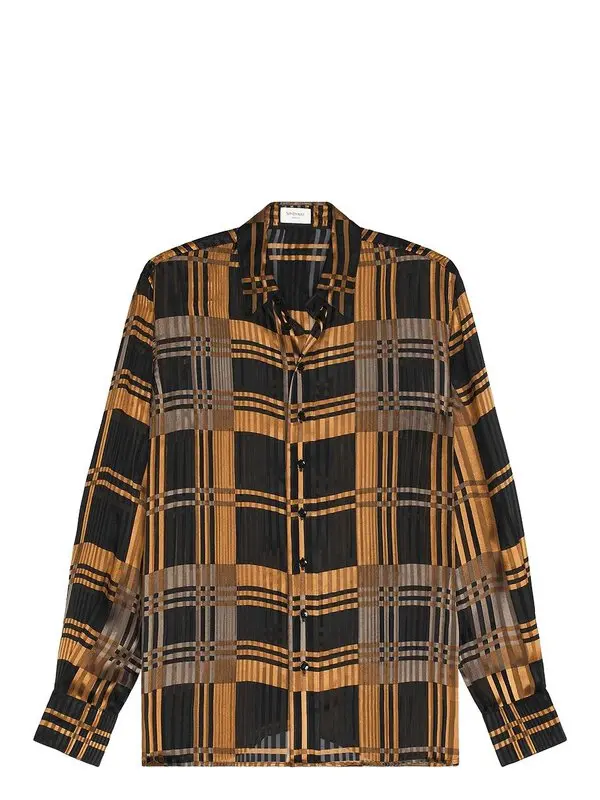 Saint Laurent Long Sleeve Shirt In Brown - Noir Caramel