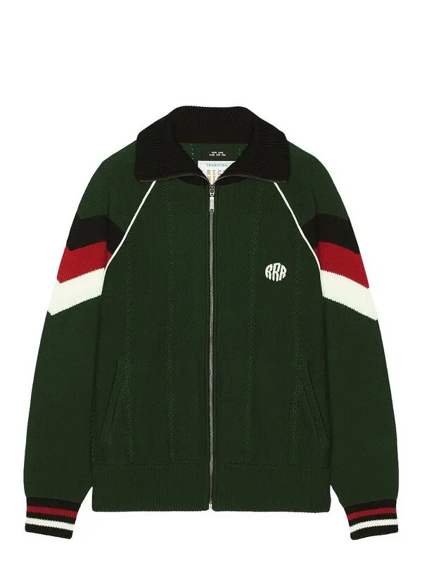RICE NINE TEN Knitted Zip Track Jacket - Dark Green