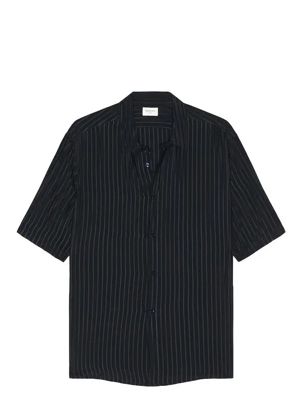 Saint Laurent Short Sleeve Shirt In Navy - Bleu Nuit