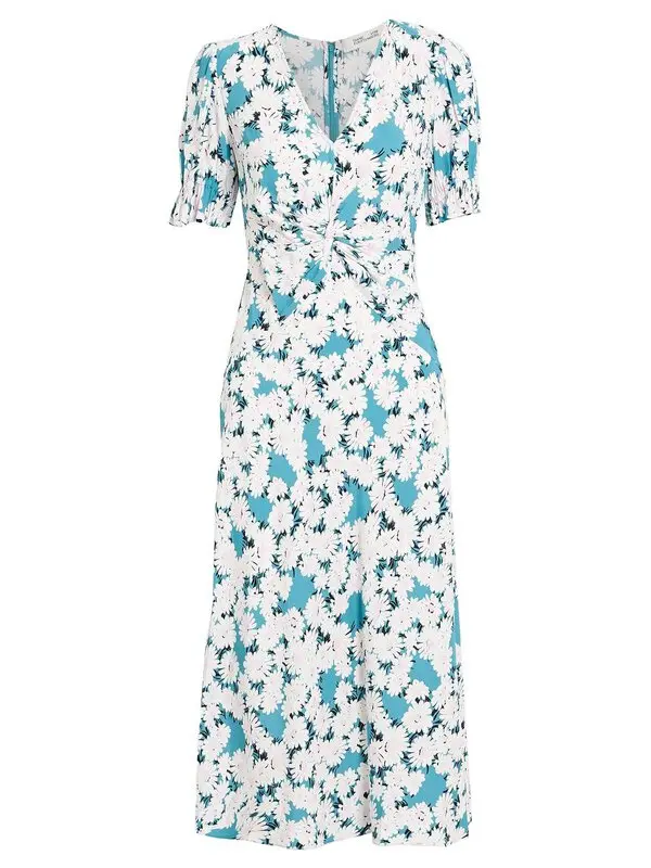 Diane Von Furstenberg Anaba Floral-print Crepe De Chine Midi Dress - White