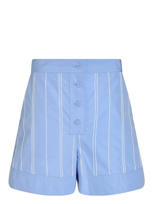 3.1 Phillip Lim Striped Embroidered Cotton-blend Shorts - Light Blue