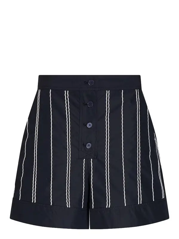 3.1 Phillip Lim Striped Embroidered Cotton-blend Shorts - Midnight Blue