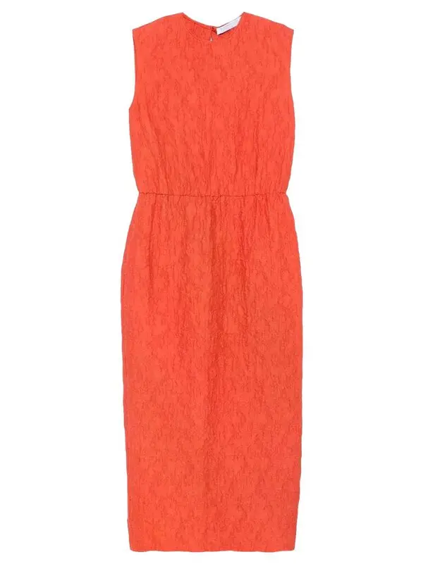 Harris Wharf London Crinkled Gathered Midi Dress - Orange