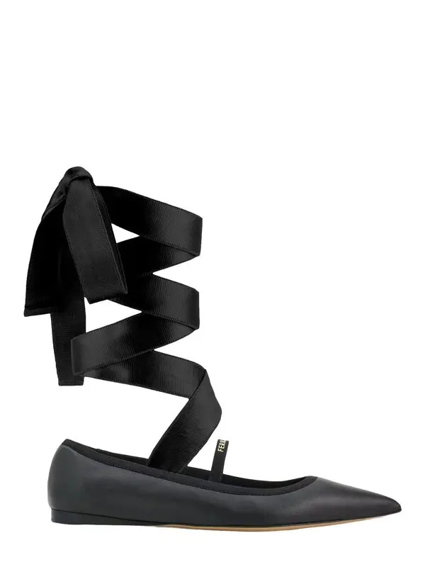 FERRAGAMO Leather Ballerina Flats - Black