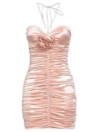 Elisabetta Franchi Mini Bodycon Halterneck Dress - Pink