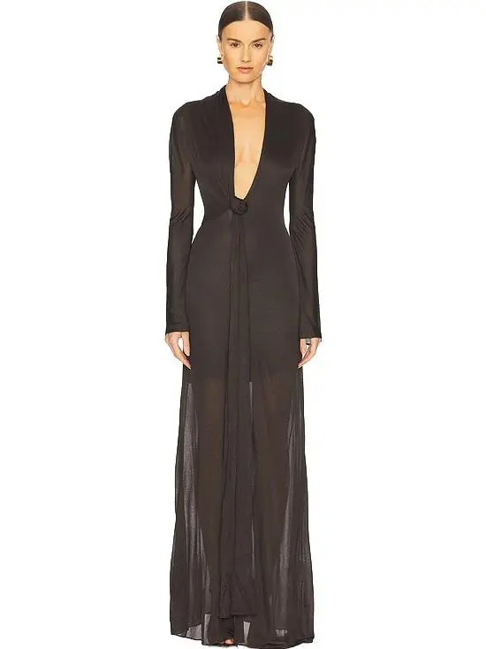 Giuseppe Di Morabito Plunging Maxi Dress - Chocolate
