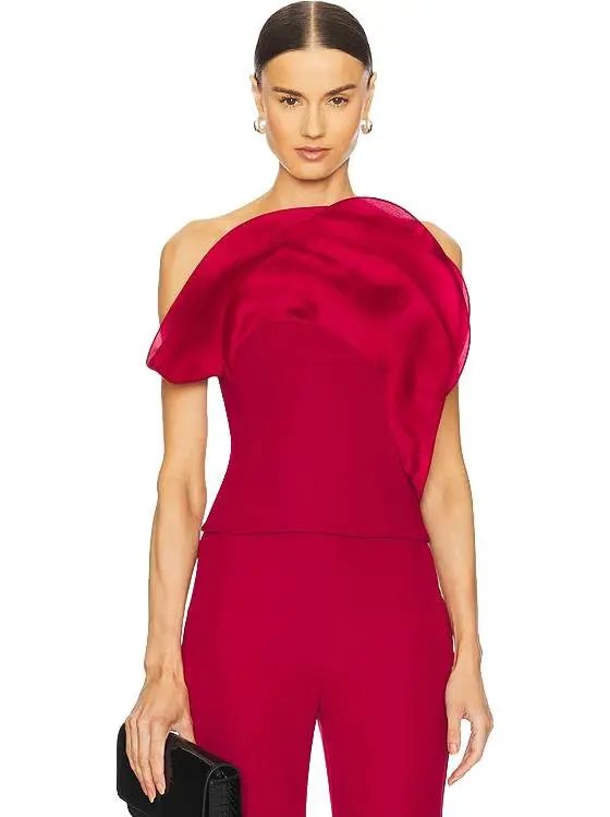 GAURAV GUPTA The Wave Ruffle Top - Red