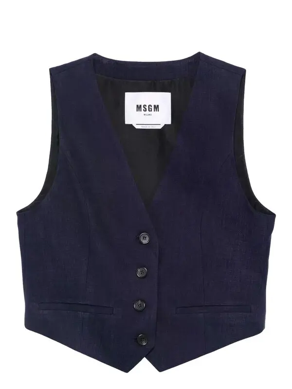 MSGM Slub-texture Waistcoat - Blue