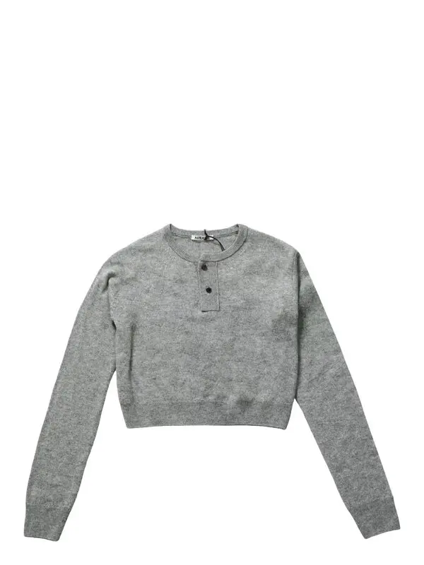 Auralee Fine-knit Henley-neck Sweater - Grey