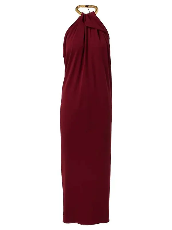 Gucci Draped Silk Crêpe Sablé Midi Dress - Red