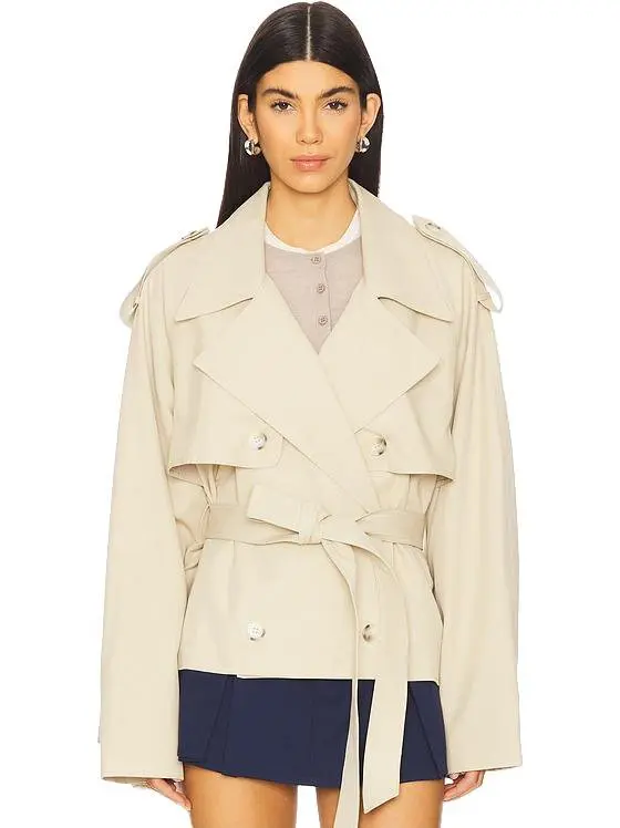 ELODIE THE LABEL Eleanor Cropped Trench Coat - Khaki