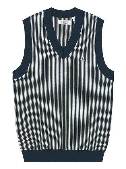 ORIGINAL PENGUIN Vertical Stripe Sweater Vest - Blue Wing Teal