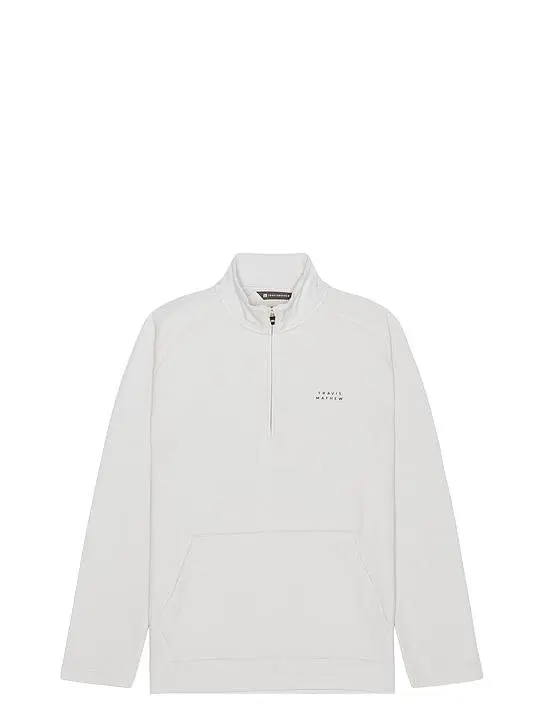 Travis Mathew Performance Waffle Quarter Zip - Heather Light Grey
