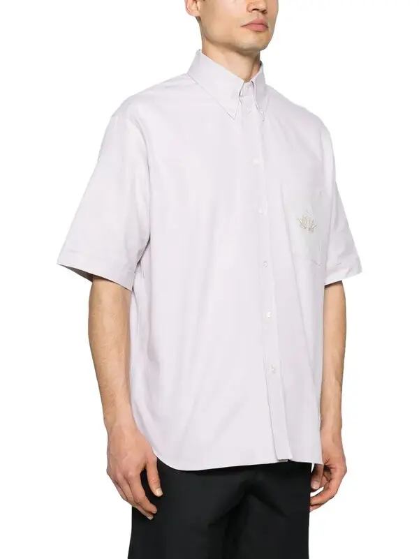 Fendi Oxford Shirt With Crest Embroidery - White