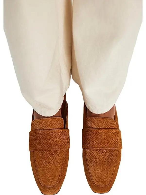 Free People At Ease Embossed Loafers - Tan Suede