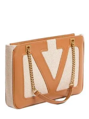 Valentino Garavani Viva Superstar Small Canvas Shopping Bag - Gold