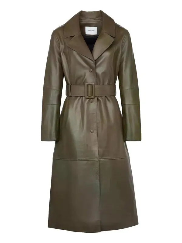 YVES SALOMON Leather Trench Coat - Green