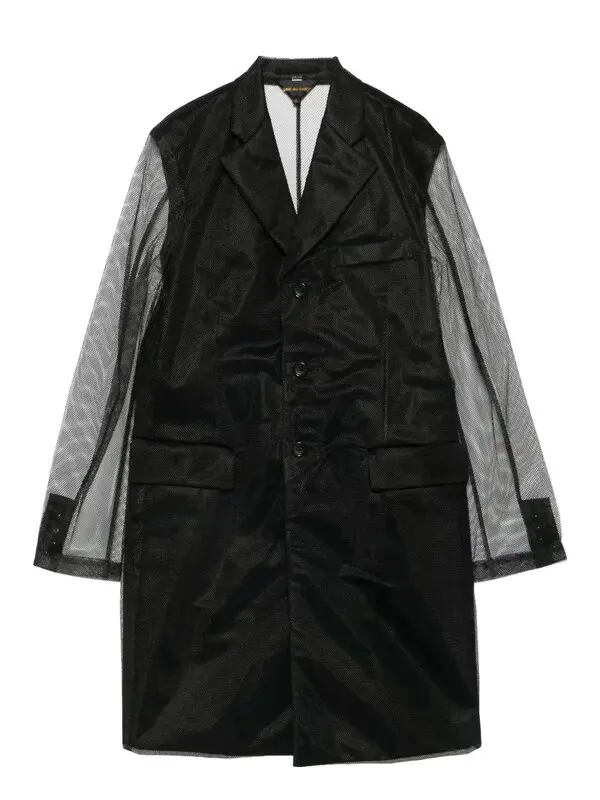Comme Des Garçons Mesh-overlay Coat - Black