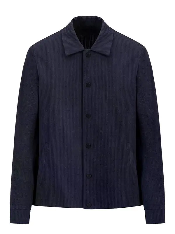 Harris Wharf London Striped Shirt Jacket - Blue