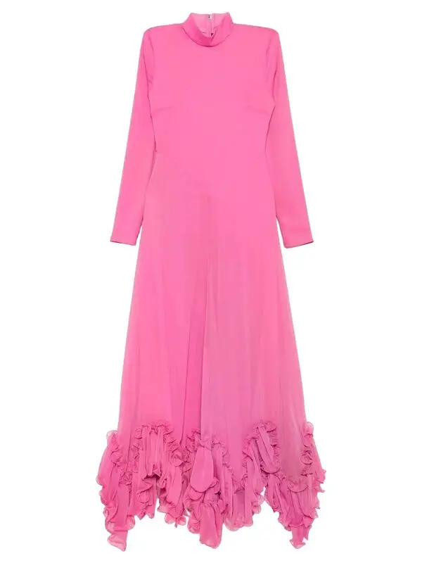Remain Birger Christensen Ruffled Chiffon Maxi Dress - Pink