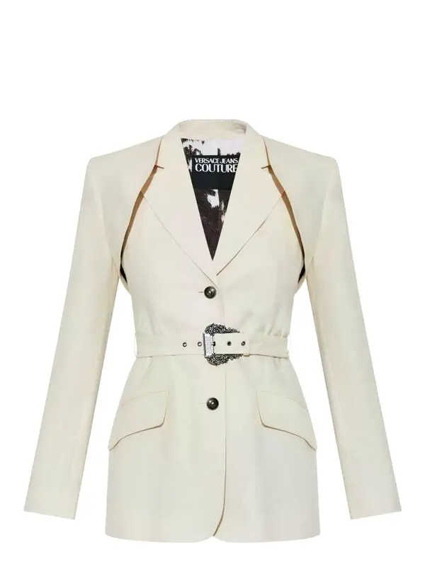 Versace Belted Blazer - White