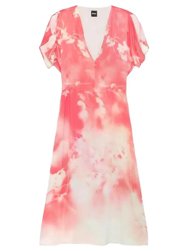 Hugo Boss Floral-print Midi Dress - Pink
