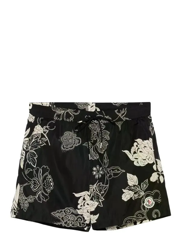 Moncler Floral-print Swim Shorts - Black