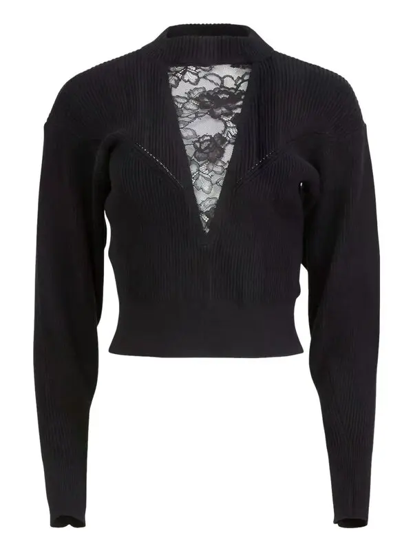 Fleur Du Mal Lace-insert Cropped Sweater - Black
