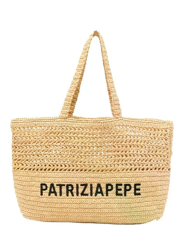 Patrizia Pepe Logo-embroidered Tote - Neutrals