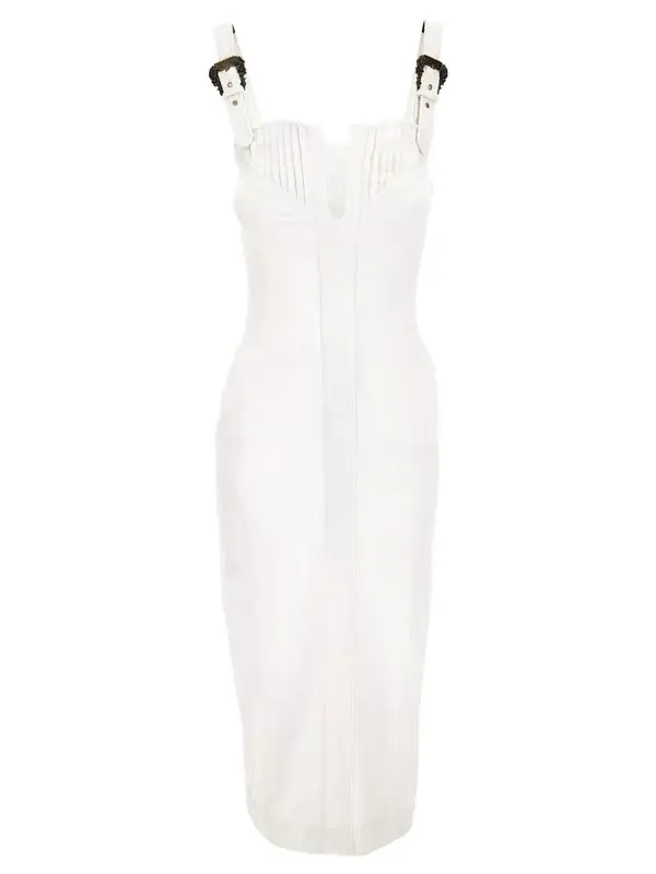 Versace Buckle-detail Dress - White