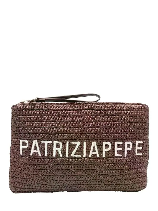Patrizia Pepe Embroidered Clutch - Brown