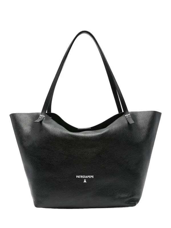 Patrizia Pepe Hammered-leather Tote Bag - Black