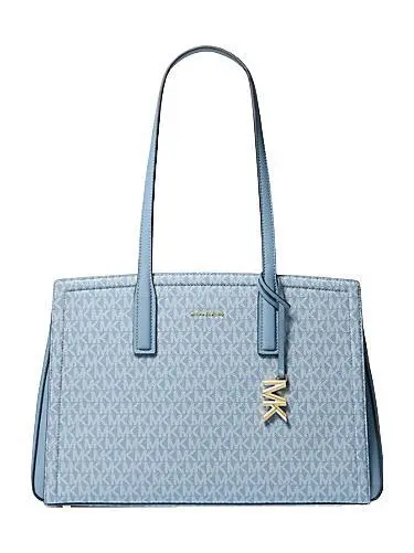 Michael Kors Laila Medium Signature Logo Tote Bag - Blue